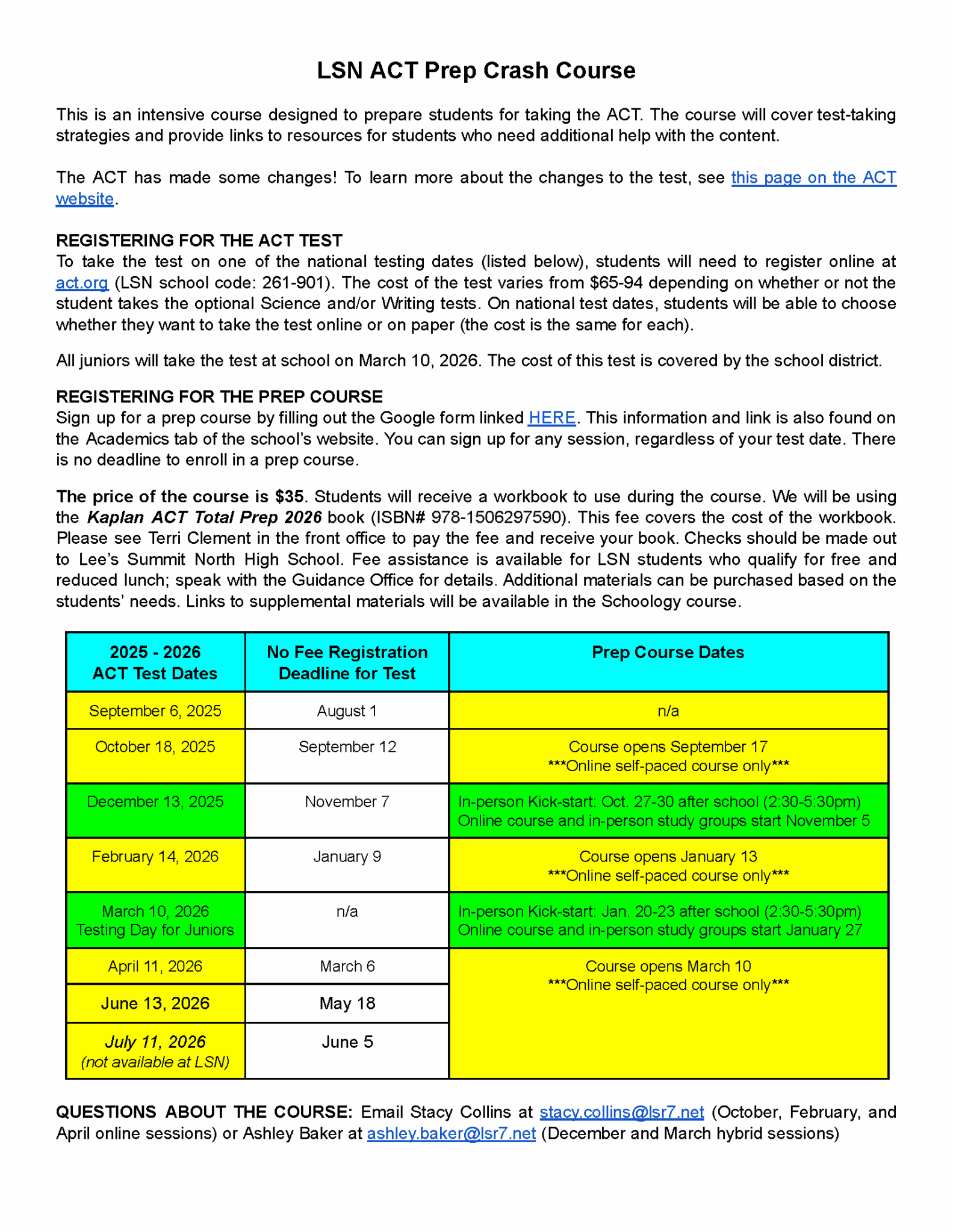 LSN ACT Prep Crash Course - LSNHS
